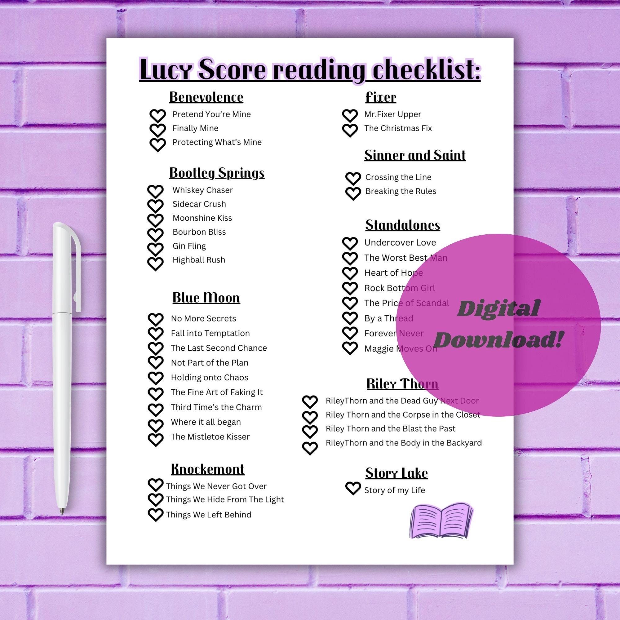 Lucy Score Purple Reading Checklist Printable, Lucy Score Romance ...