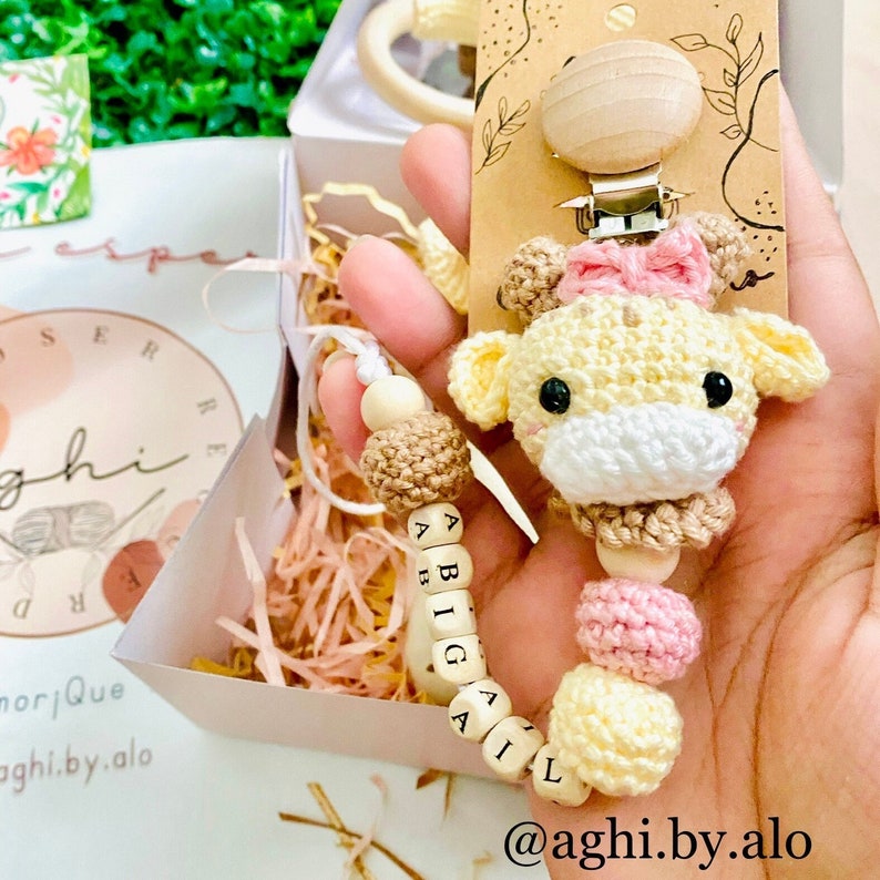 Crochet Dummy Animal Clip, Bobo Holder, Pacifier Holder, Crochet ...