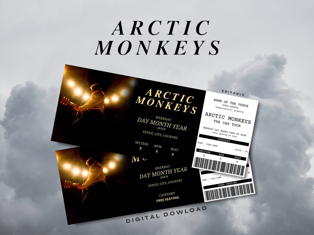 Arctic Monkeys Editable Concert Ticket Template Canva - Etsy
