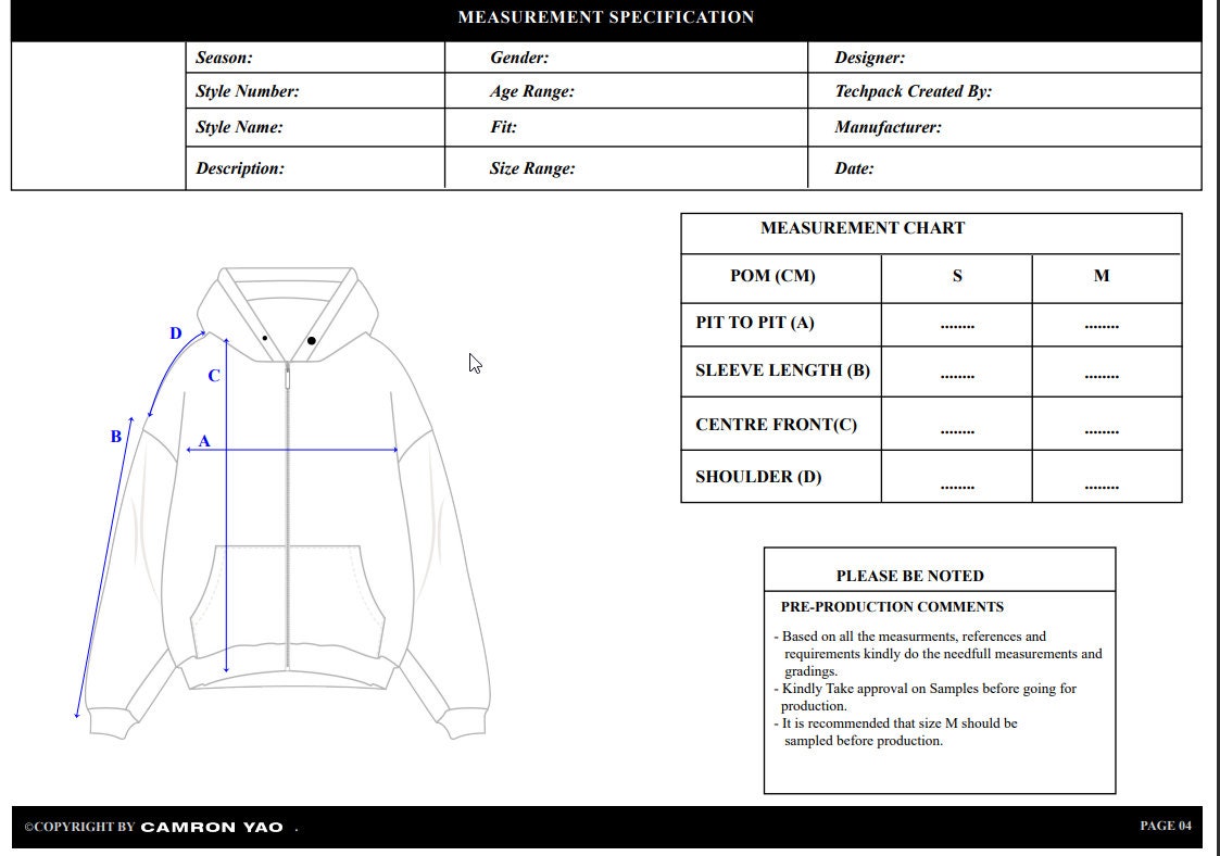 Hoodie Tech Pack Template - Etsy