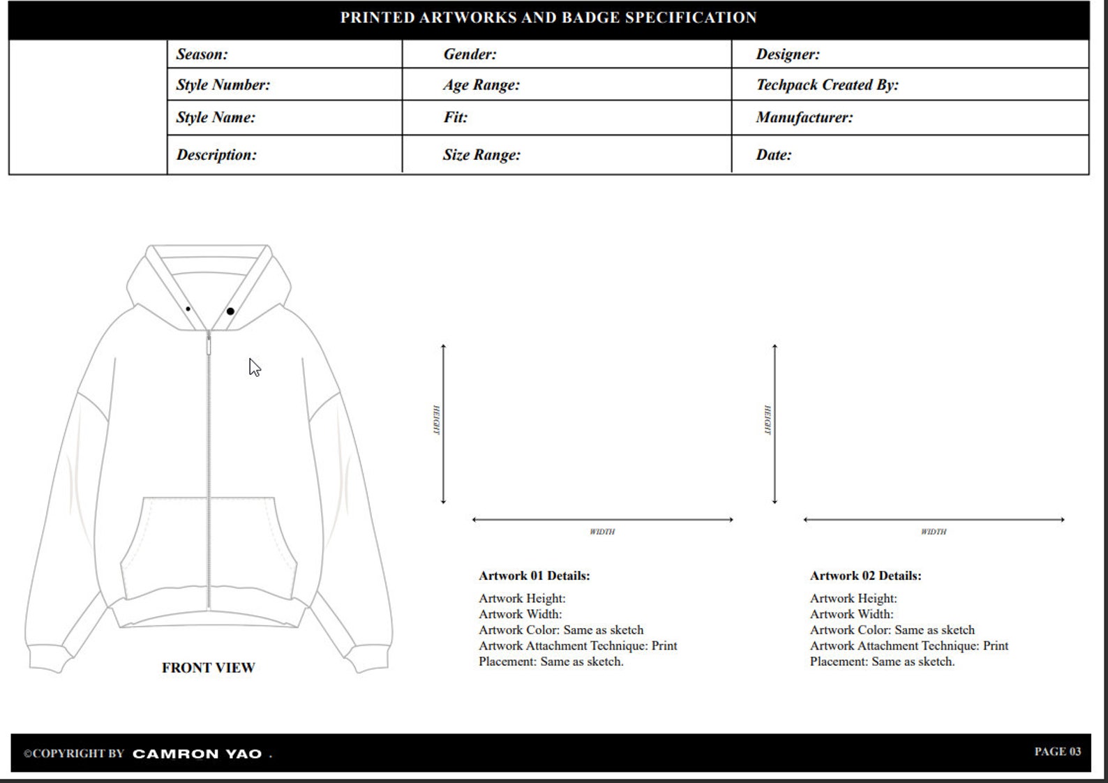 Hoodie Tech Pack Template - Etsy