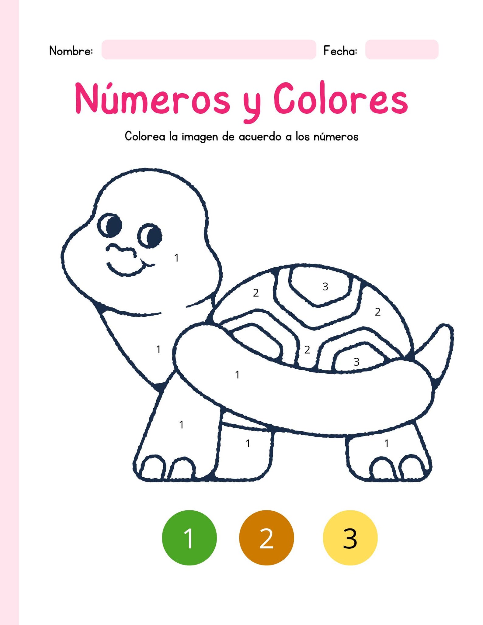 Color by Number Turtle Worksheet – Spanish Preschool Printable (digital ...