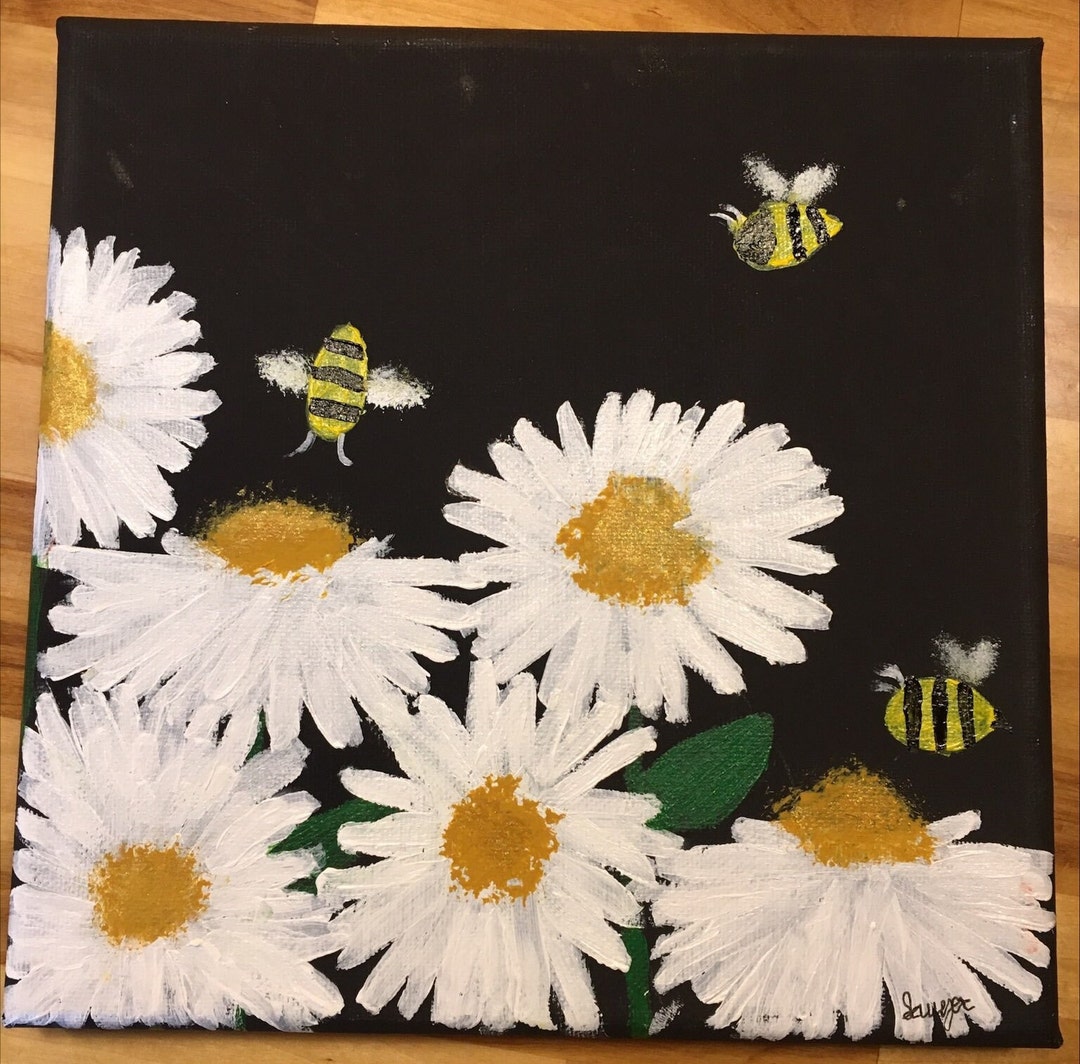 8x8 Bee and Daisy Painting Acrylic - Etsy