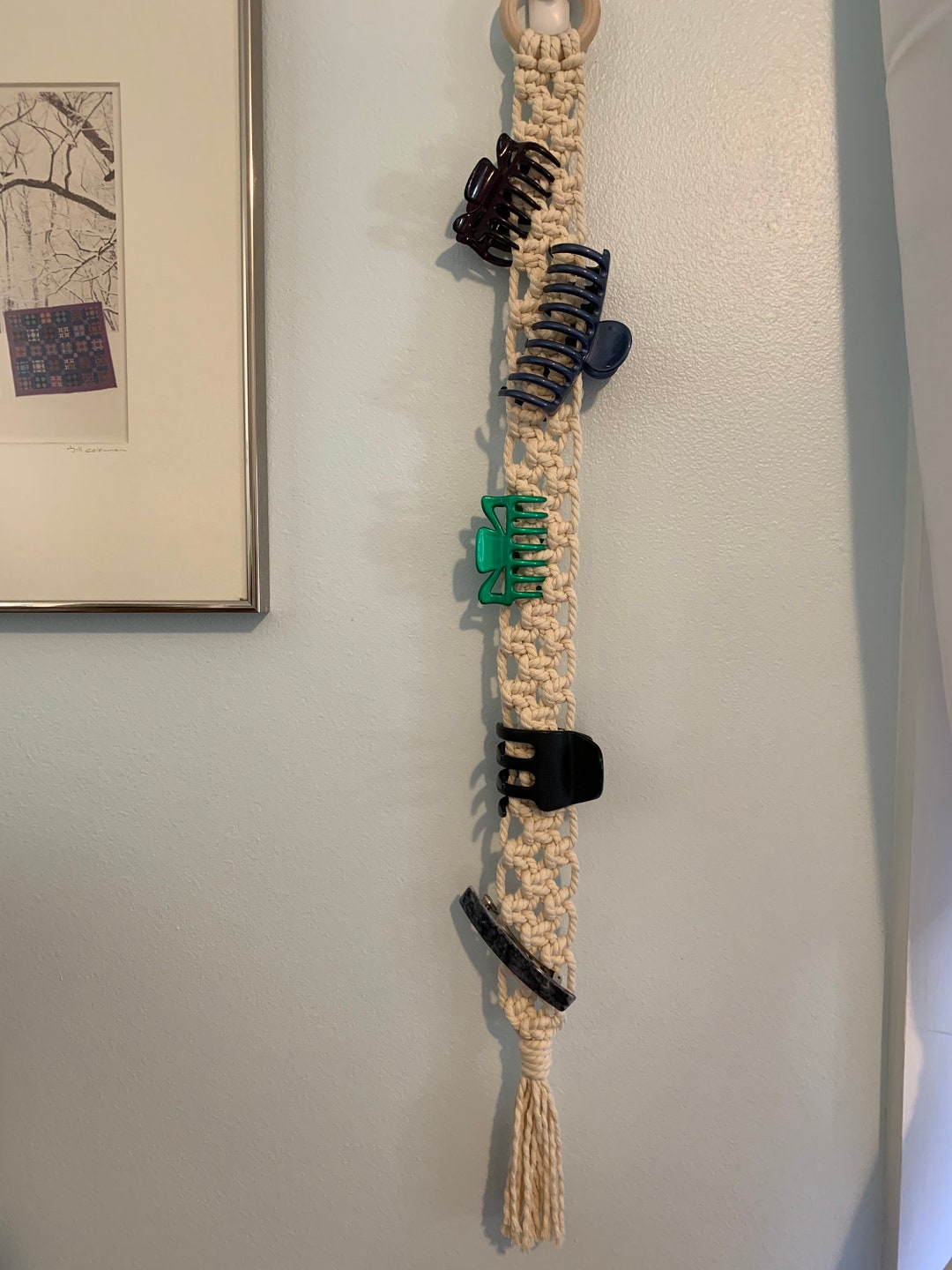 Macrame Hair Clip Holder / Claw Clip Organizer / Handmade - Etsy