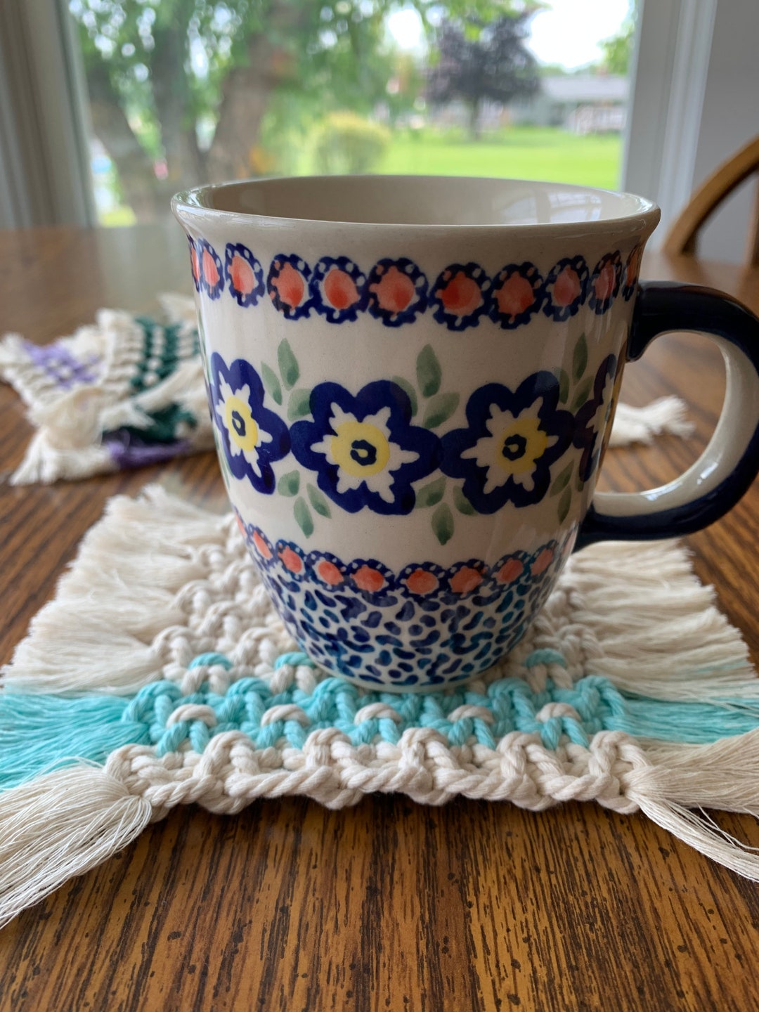 Macrame Mug Rug / Macrame Square Coaster / Boho Decor / - Etsy