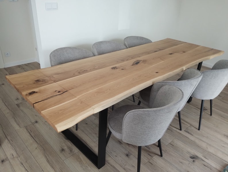 Kitchen Table, Dining Table, Live Edge Dining Table, Solid Oak Wood ...
