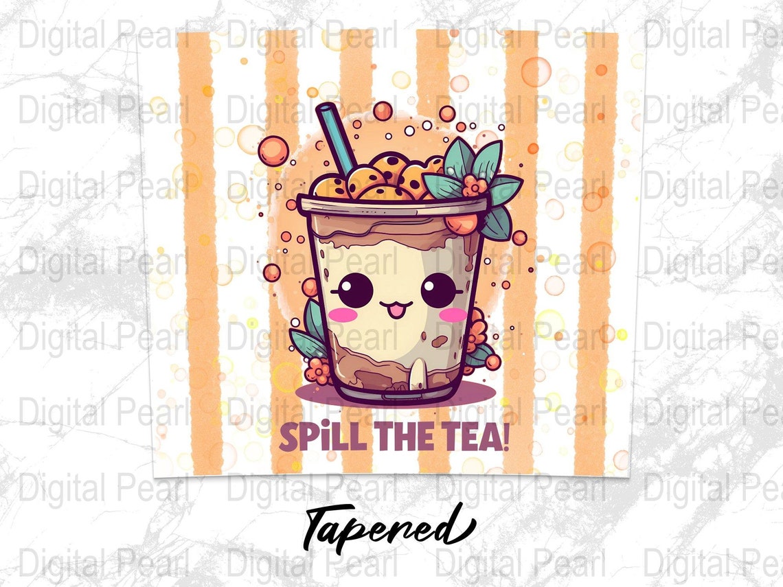 Boba Tea Tumbler Wrap, 20 Oz Skinny Tumbler Sublimation Wrap Design ...