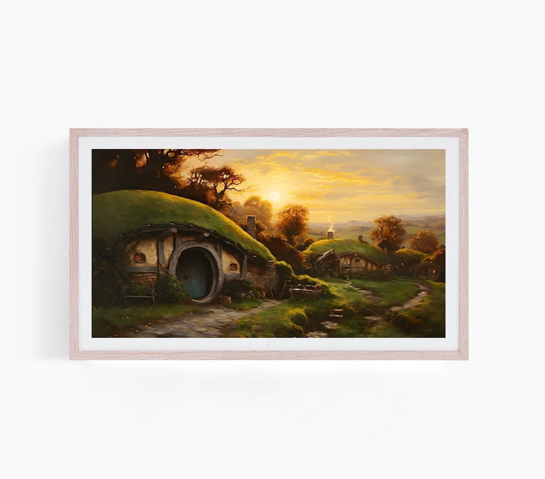 A Hobbit Home in the Shire Painting Print Download, Lord of the Rings ...
