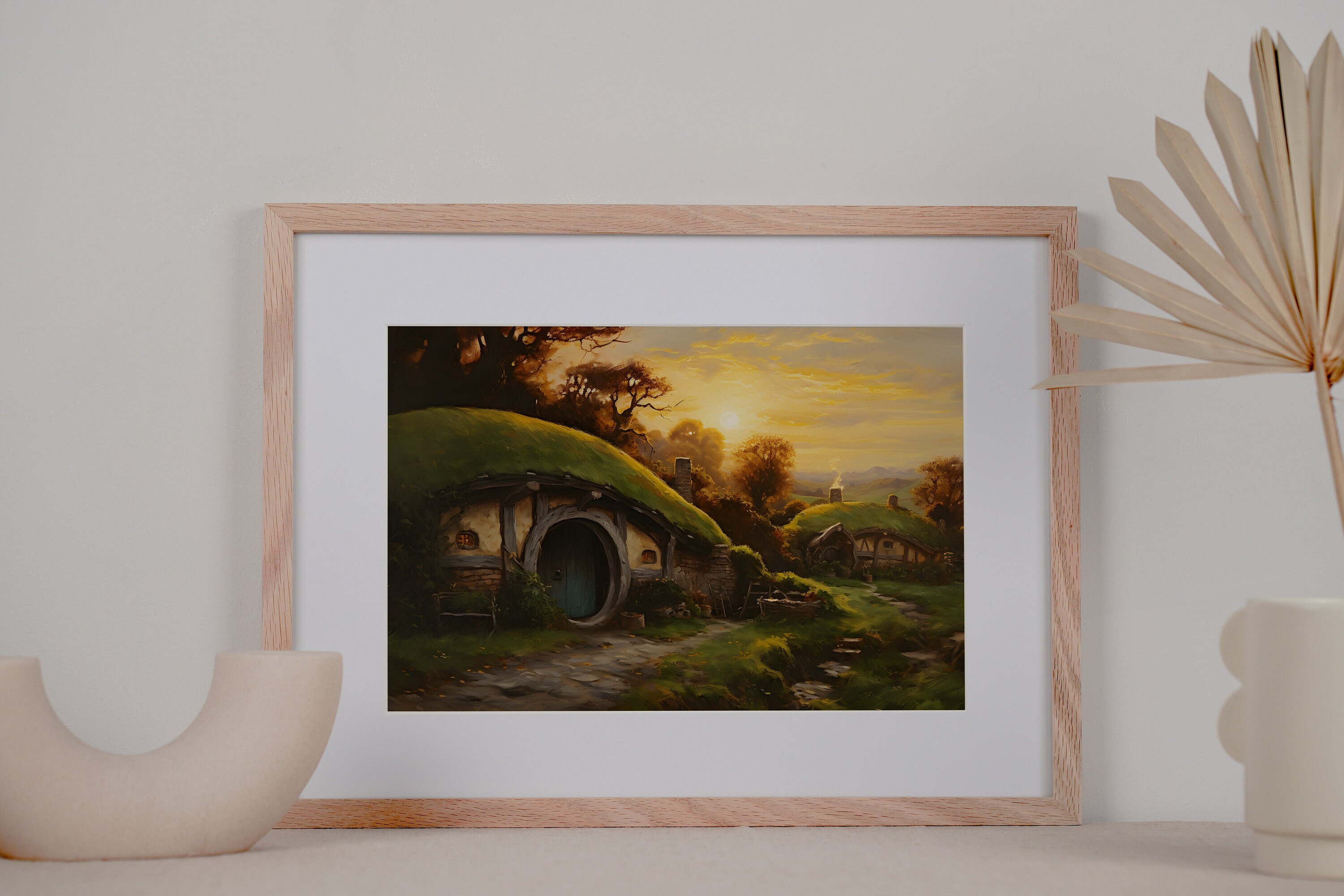 A Hobbit Home in the Shire Painting Print Download, Lord of the Rings ...