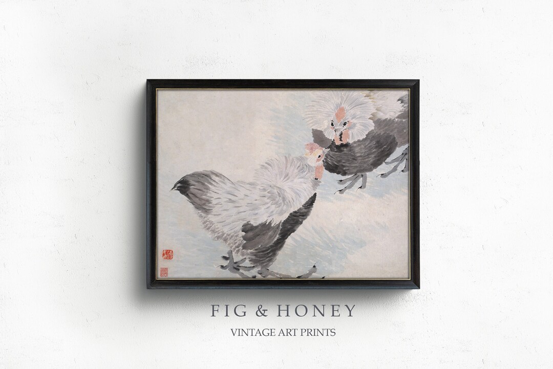 Bird Wall Art | Antique Chinese Painting Print | Chicken Art Print ...