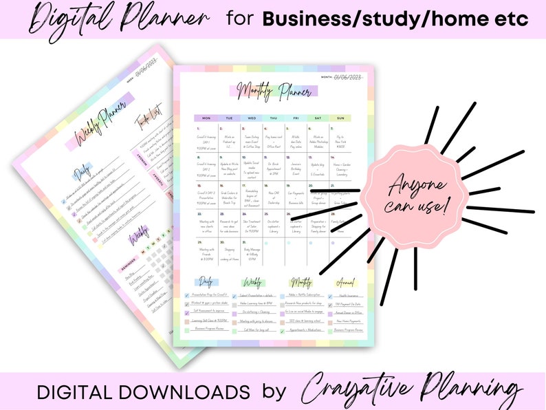 Editable Rainbow Weekly Monthly Planner - Printable To-do List for ...