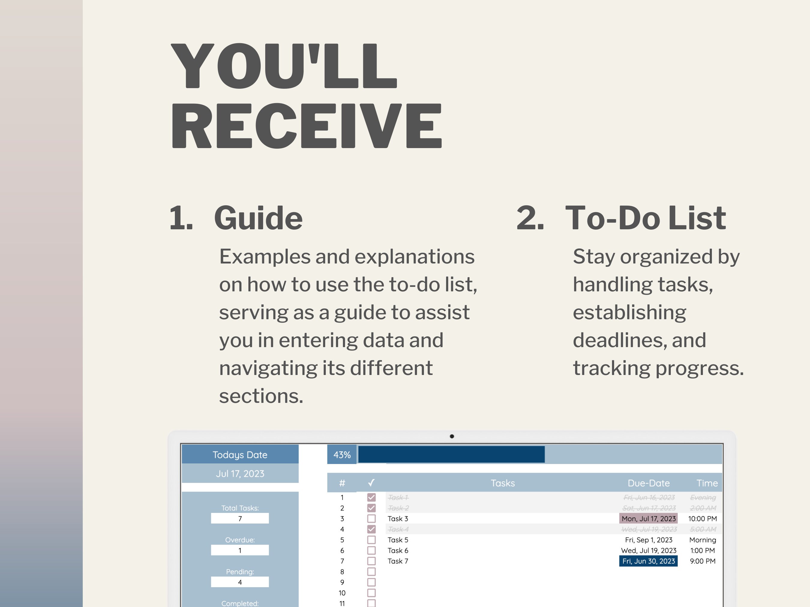 Excel To-do List Azure Dreams Template Spreadsheet Task Planner Daily ...