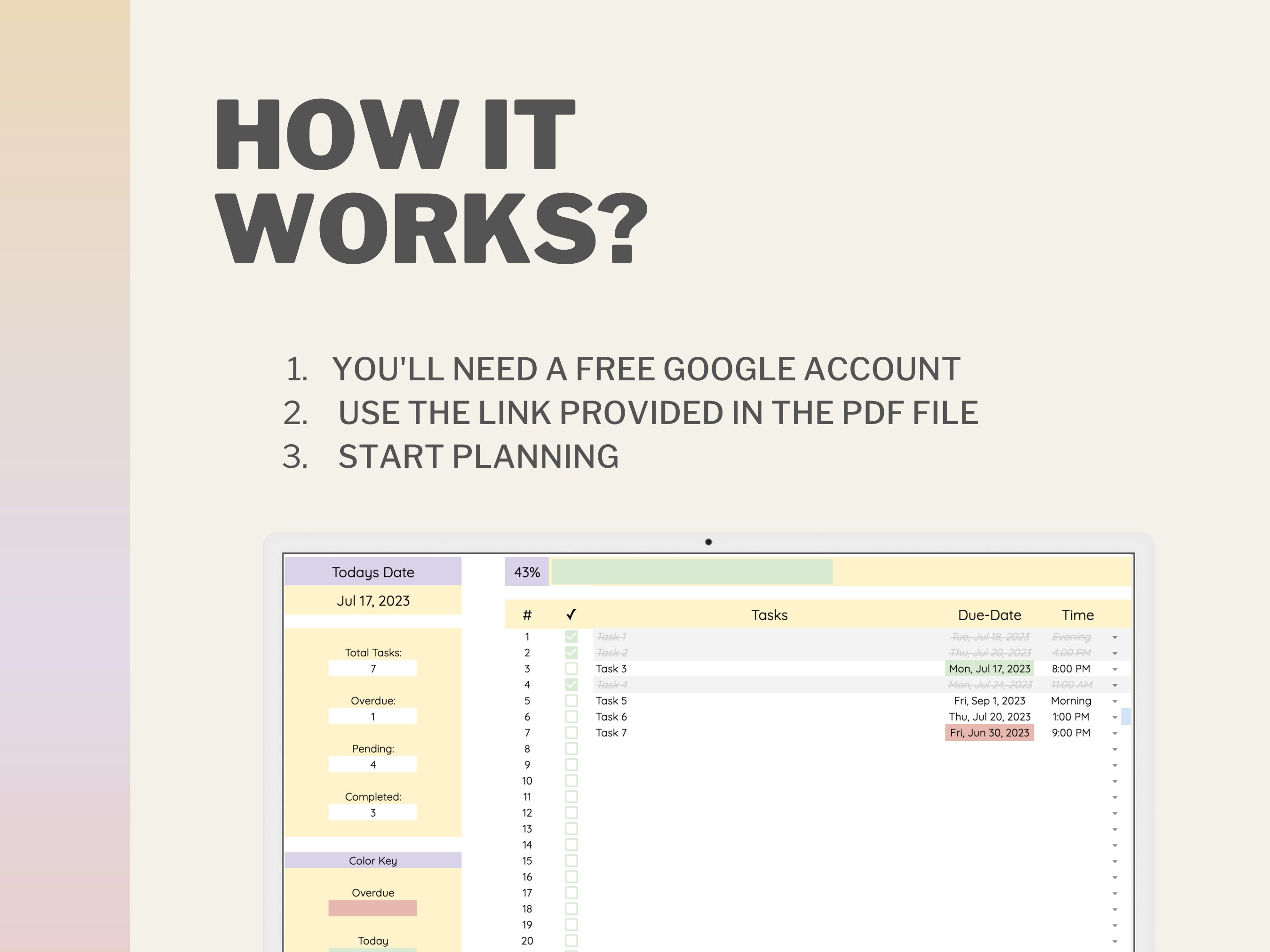 Excel To-do List Pastel Harmony Template Spreadsheet Task Planner Daily ...