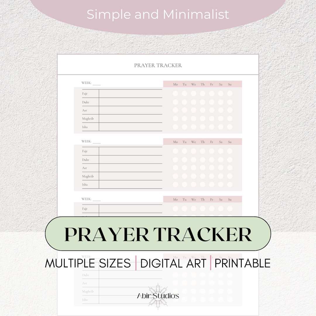 Printable Prayer Tracker, Salah Planner, Daily Salah Log, Islamic ...