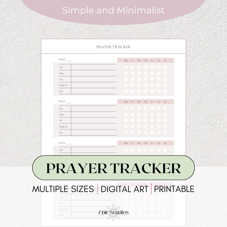 Printable Prayer Tracker, Salah Planner, Daily Salah Log, Islamic ...