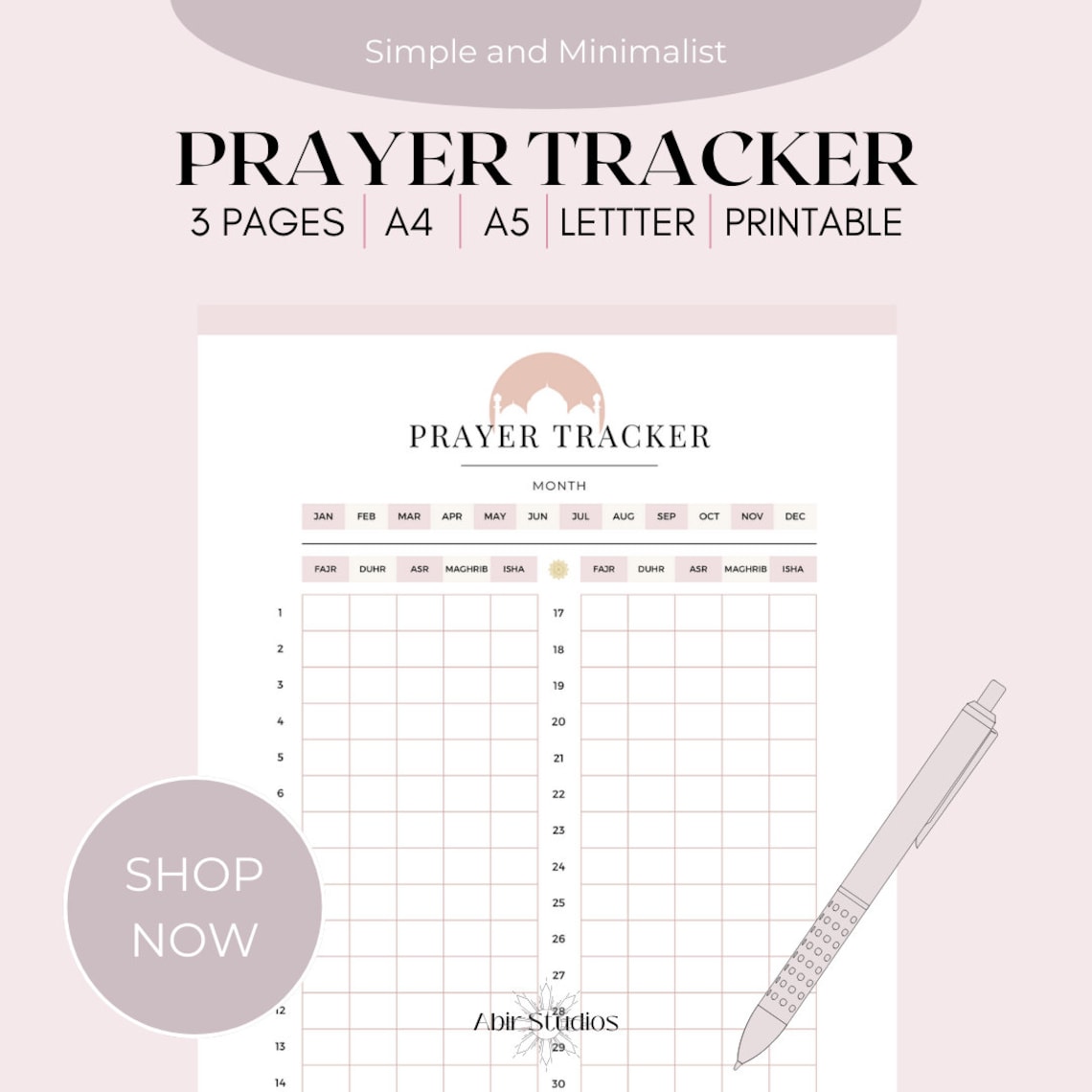 Prayer Tracker, Salah Printable, Salah Tracker, Daily Salah Log ...