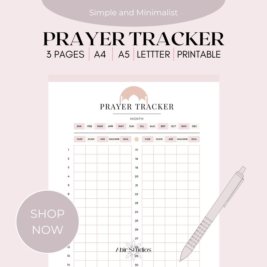 Prayer Tracker, Salah Printable, Salah Tracker, Daily Salah Log ...