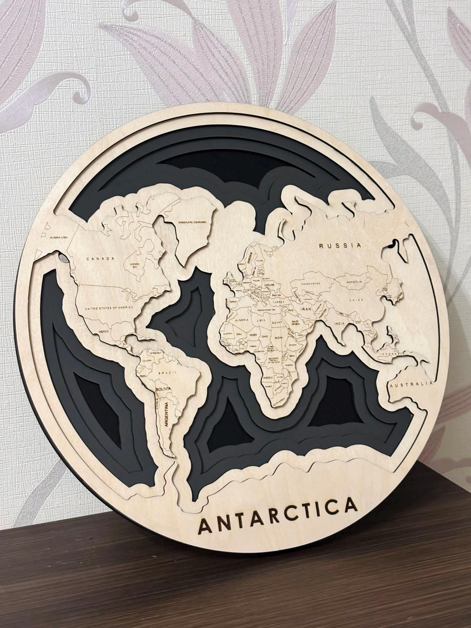 5 Layer World Map SVG | Laser Cut Map File With Country Names | DXF ...