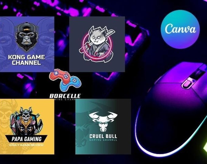 Youtube Gaming Channel Logos Logo Essentials Pack of 10 Canva Editable ...