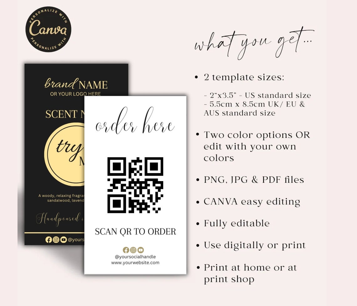 CANVA Scent Sample Card Editable Template, Minimalist DIY Edit Candle ...
