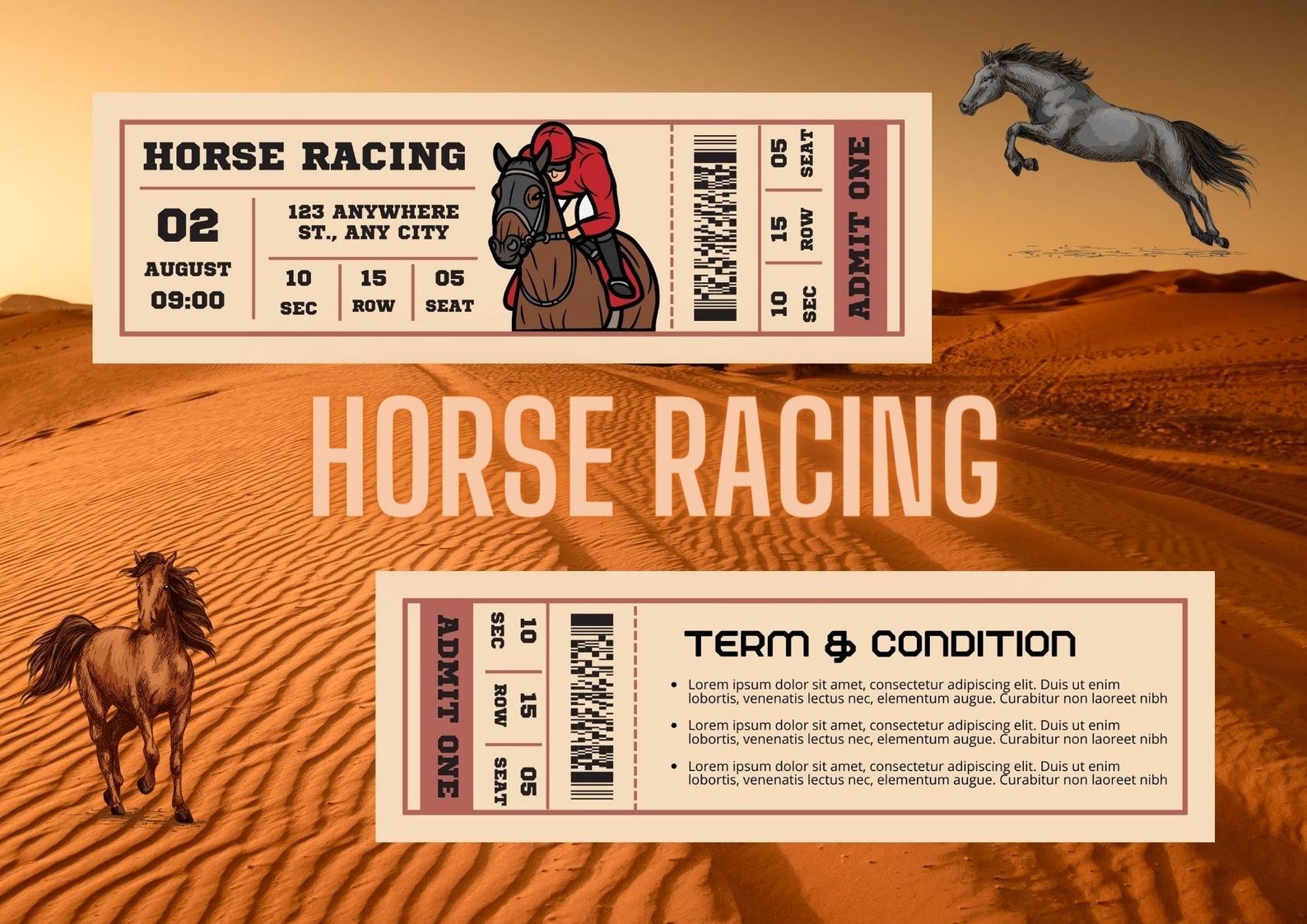 DIGITAL Custom Horse Racing Tickets | Sport Game Gift | Racing Game ...