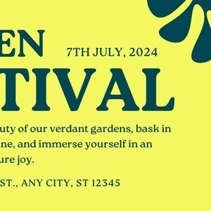 Printable Garden Festival Ticket Template, Editable Event Ticket, Canva ...