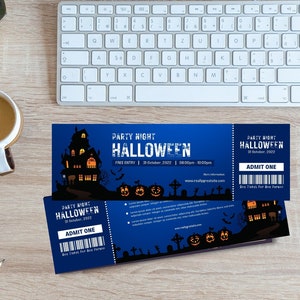 Printable Halloween Tickets, Halloween Party Invitation, Old Paper ...