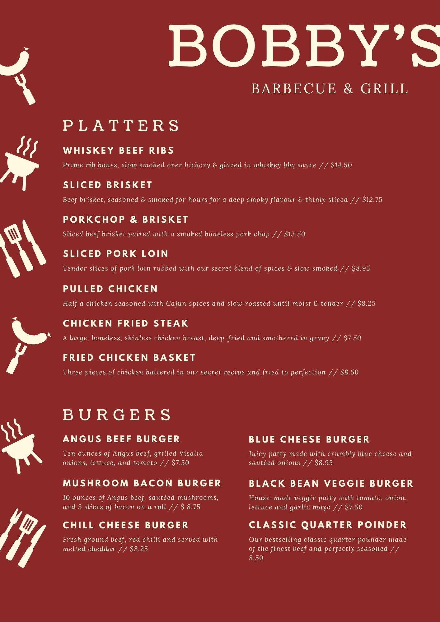 Trendy BBQ and Grill Menu Templates Bundle, Editable Restaurant Menu ...