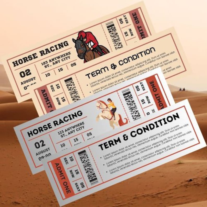 DIGITAL Custom Horse Racing Tickets | Sport Game Gift | Racing Game ...