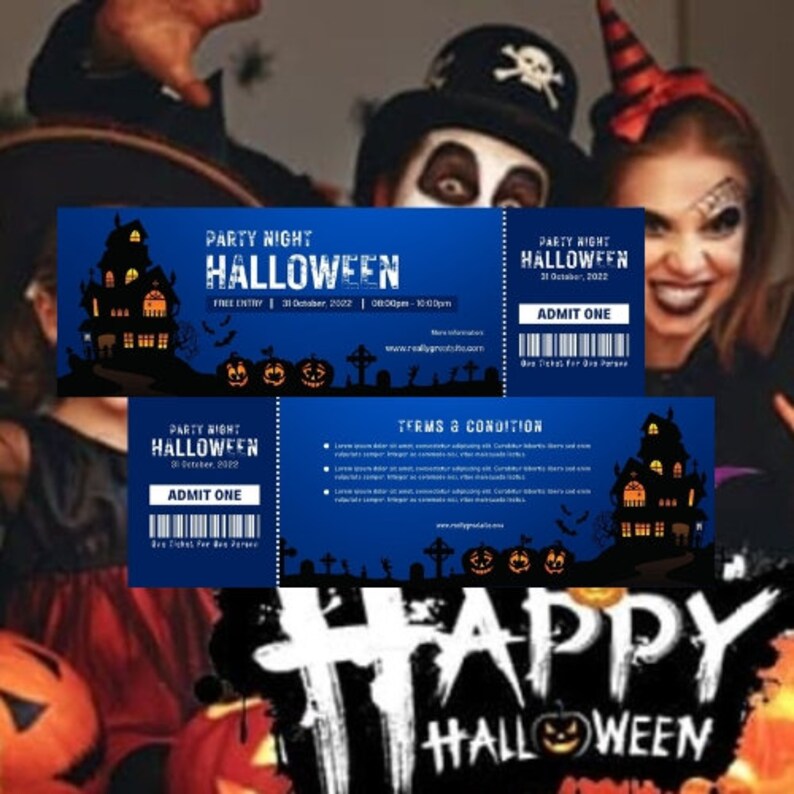 Printable Halloween Tickets, Halloween Party Invitation, Old Paper ...