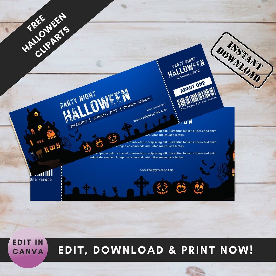 Printable Halloween Tickets, Halloween Party Invitation, Old Paper ...