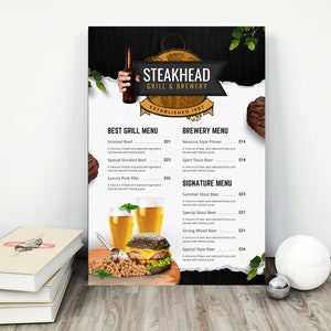 Trendy BBQ and Grill Menu Templates Bundle, Editable Restaurant Menu ...
