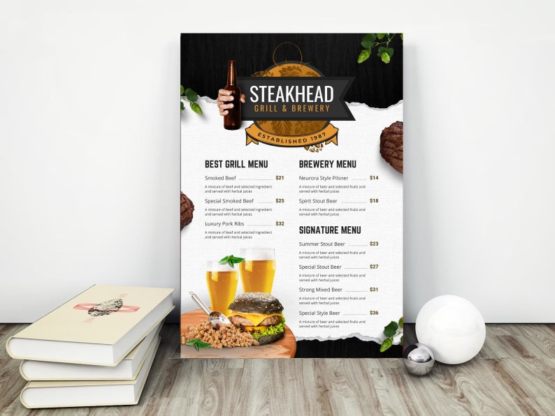 Trendy BBQ and Grill Menu Templates Bundle, Editable Restaurant Menu ...