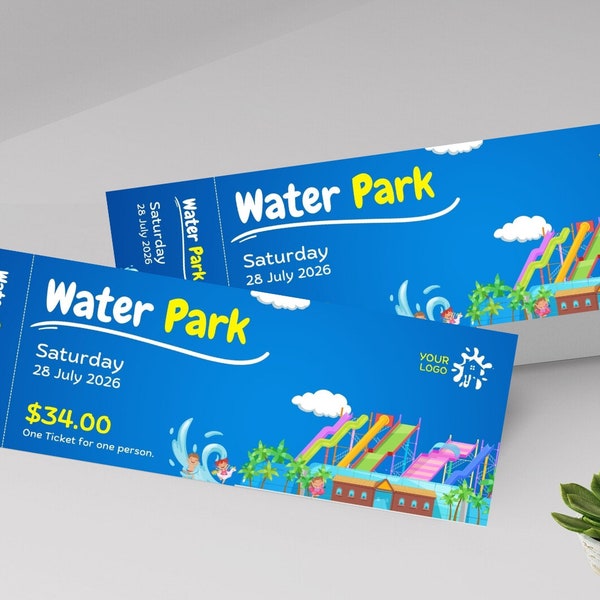 Water Park Ticket Template - Etsy
