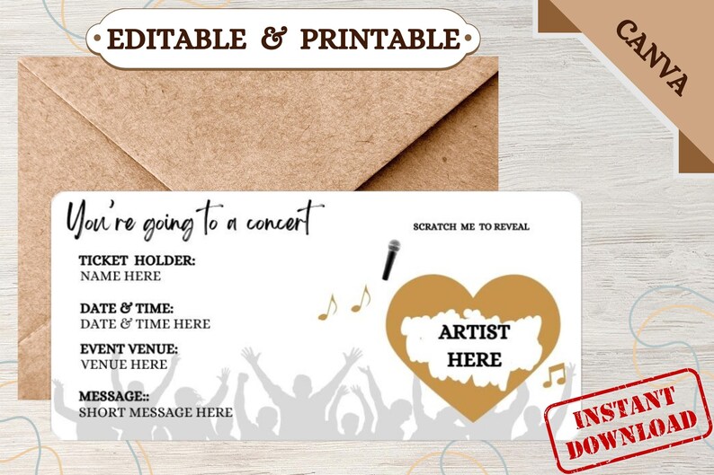Personalised Surprise Concert Ticket, Concert Reveal Ticket, Surprise ...