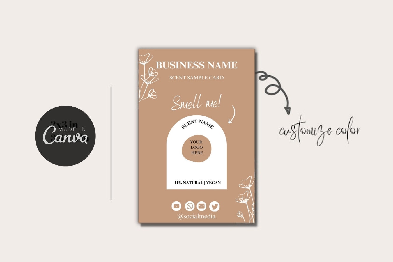 Editable Candle Scent Sample Card Template - Fragrance Tester Design ...