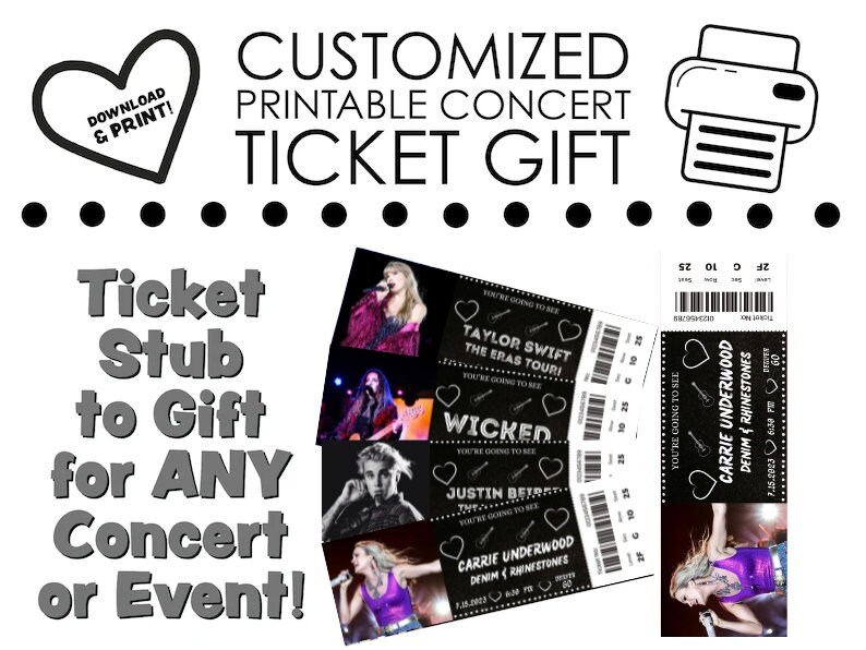 PERSONALIZED Concert Ticket Gift Souvenir | Print at Home | Email ...