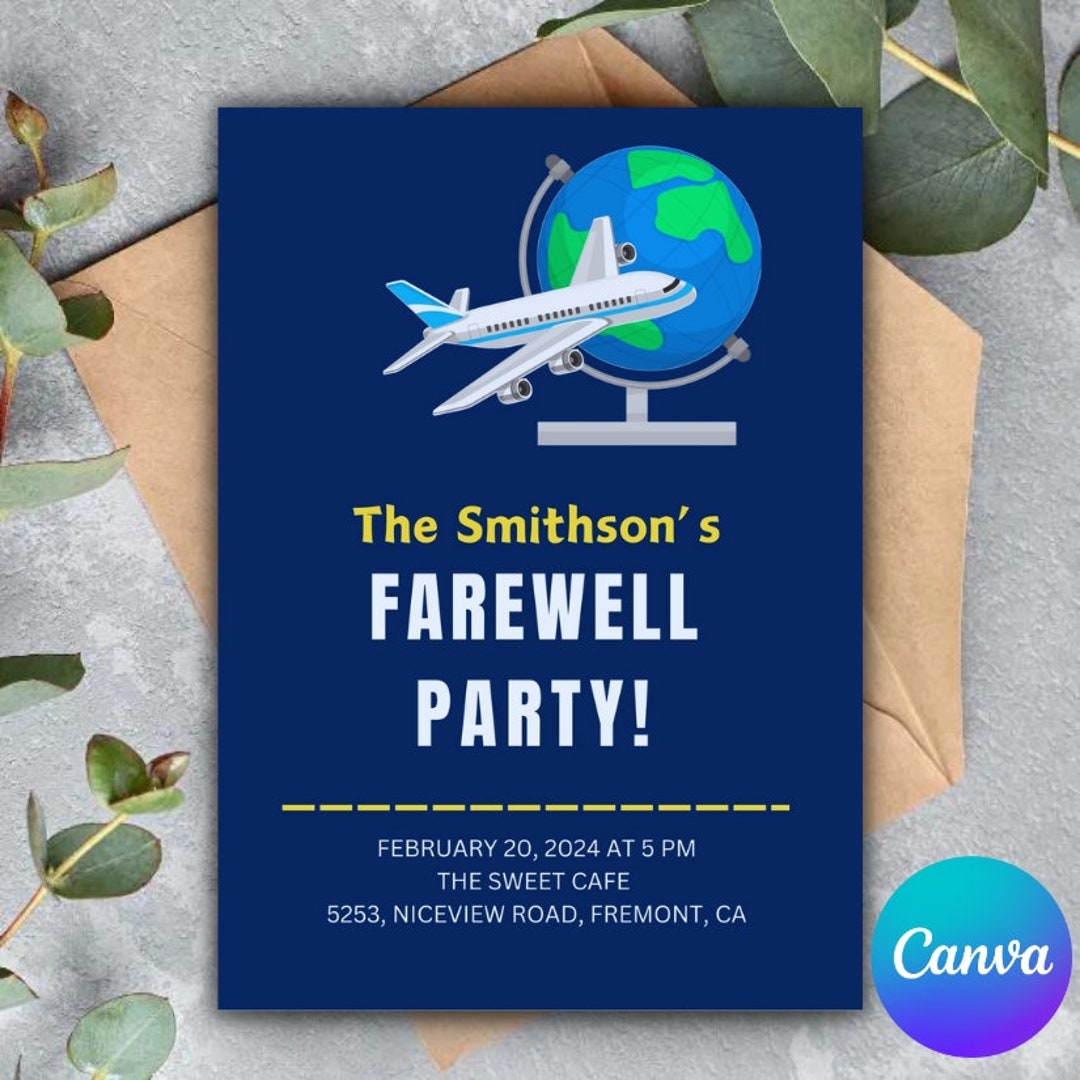 Farewell Party Invite - Going Away Party Invitation, Travel Invite ...