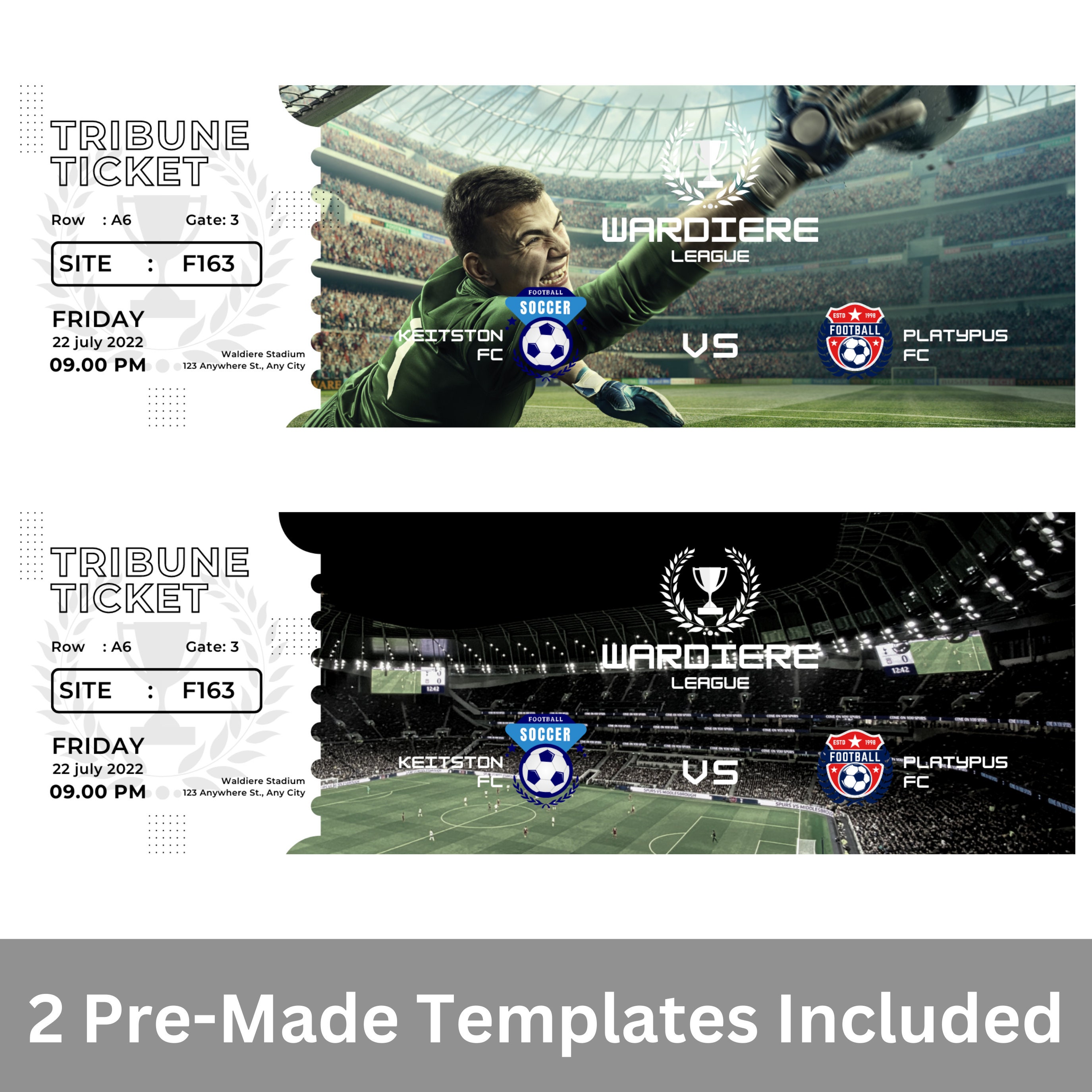 Sports Ticket Customizable Template, Personalized Ticket Design, Ticket ...