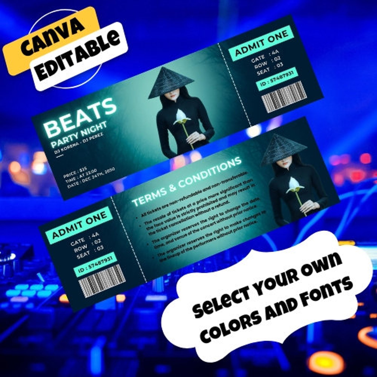 PERSONALIZED Concert Ticket Gift Souvenir | Print at Home | Email ...