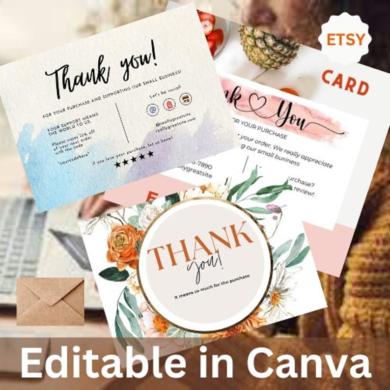 Printable Thank You Card Editable Small Business Package Insert Card ...