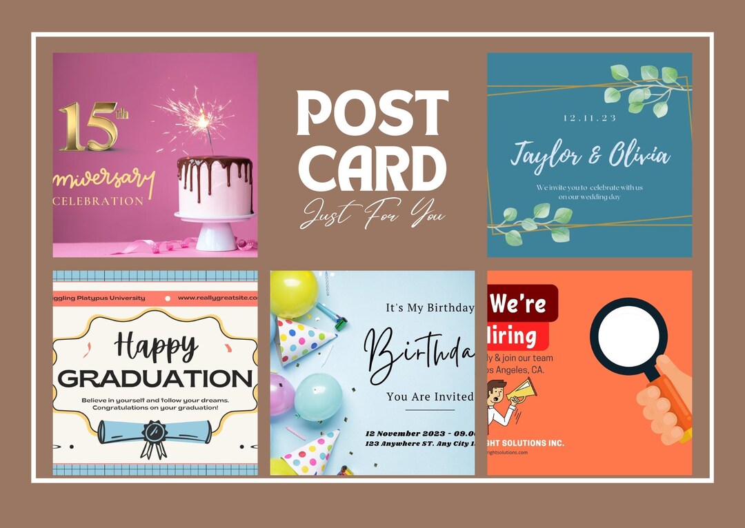 Printable Post Cards Editable Post Cards Multiple Template Designs ...