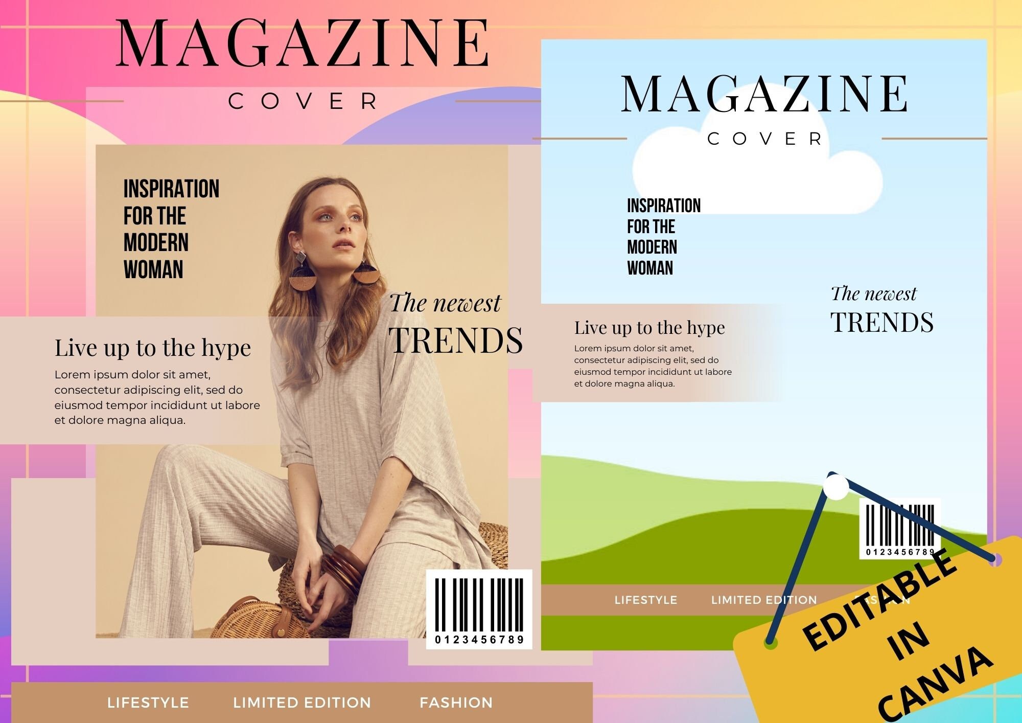 Customizable Magzine Cover Page | Canva Editable | Various Designs - Etsy