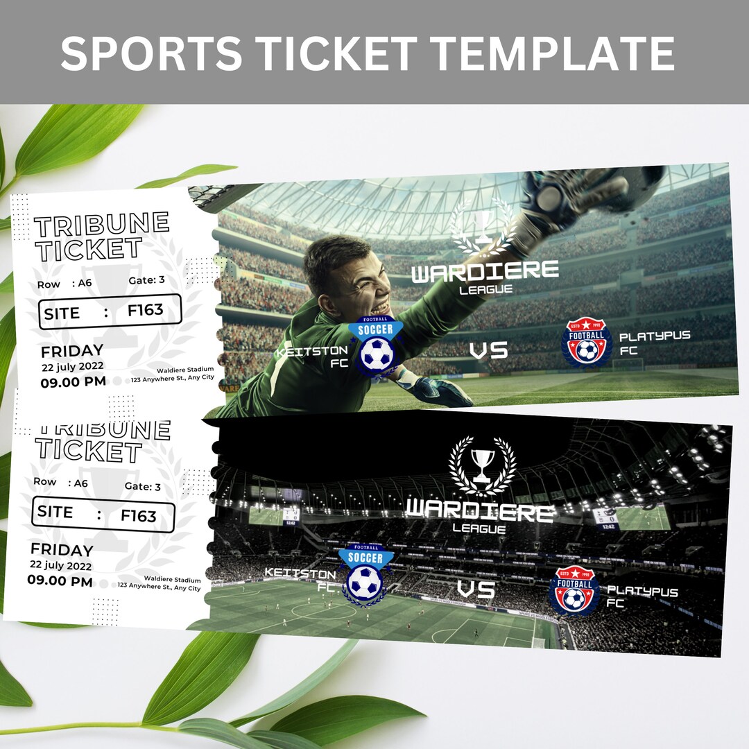 Sports Ticket Customizable Template, Personalized Ticket Design, Ticket ...