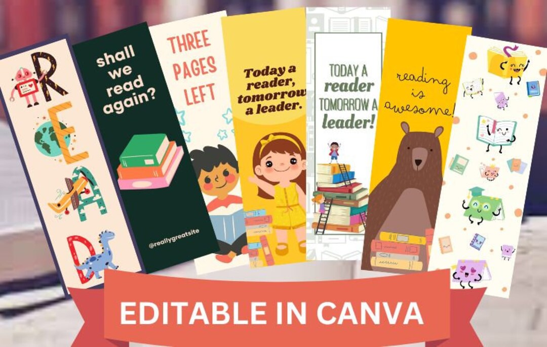 Set of 20 Printable Bookmarks Funky Designs Digital Bookmarks Canva ...