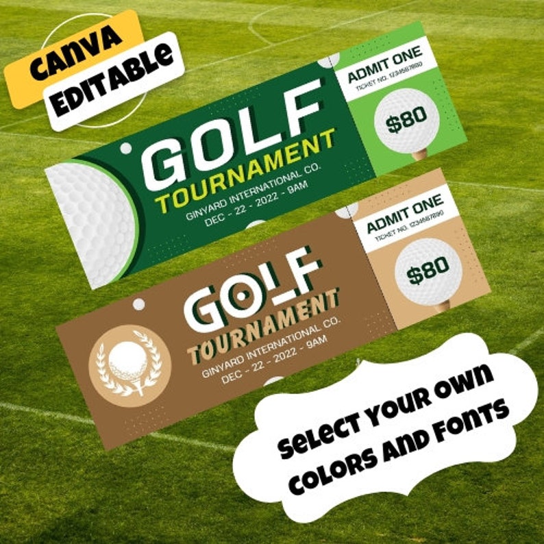 Golf Gift Ticket | Printable | Personalized Ticket | Birthday Gift ...