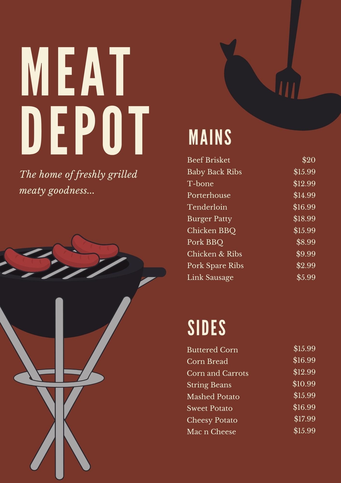 Trendy BBQ and Grill Menu Templates Bundle, Editable Restaurant Menu ...