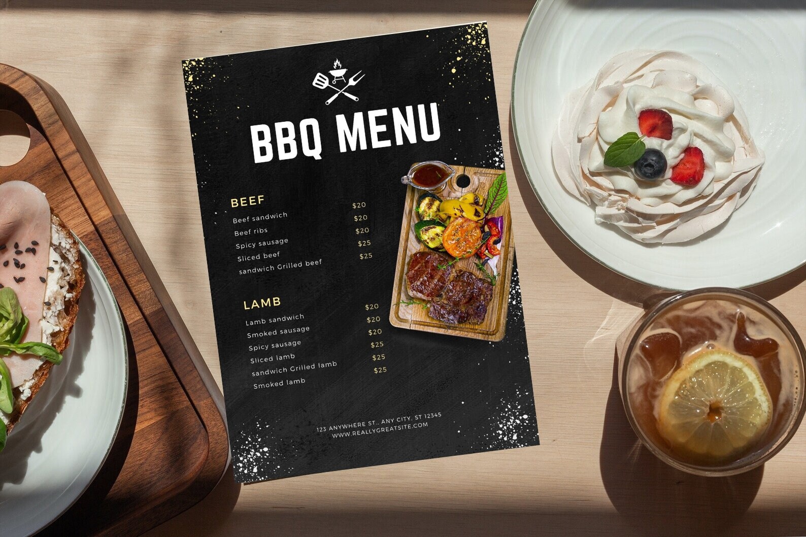 Trendy BBQ and Grill Menu Templates Bundle, Editable Restaurant Menu ...