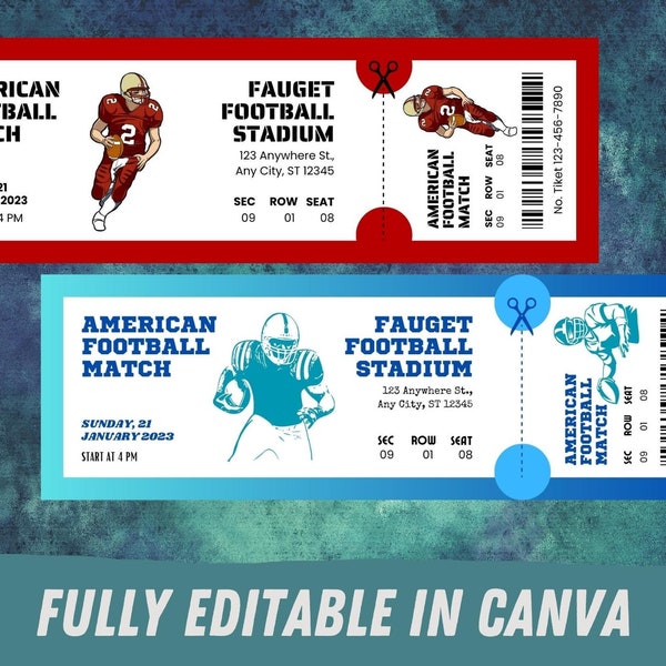 Surprise Football Ticket Template - Etsy