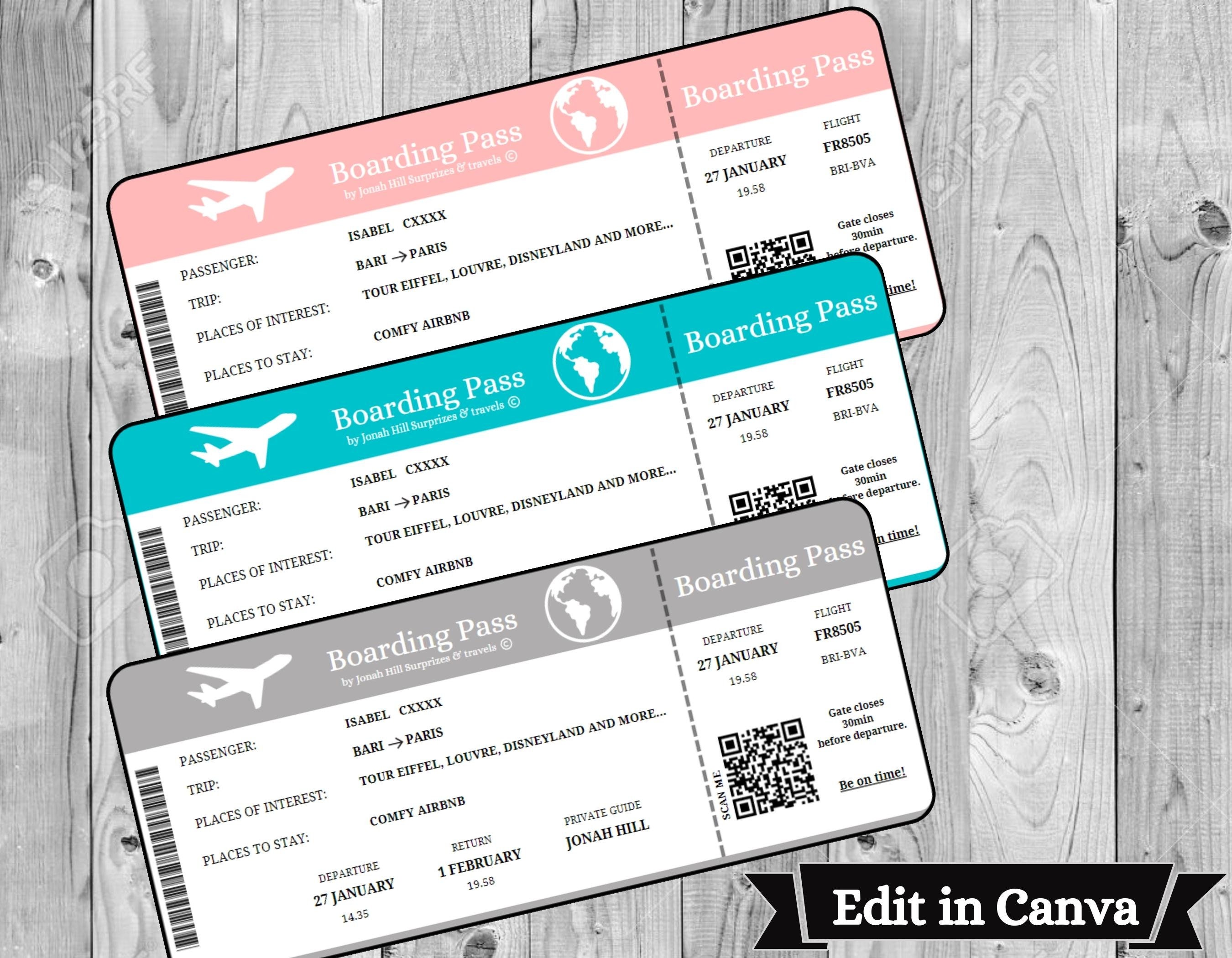 Boarding Pass Template Printable | Airplane Ticket | Instant Download ...